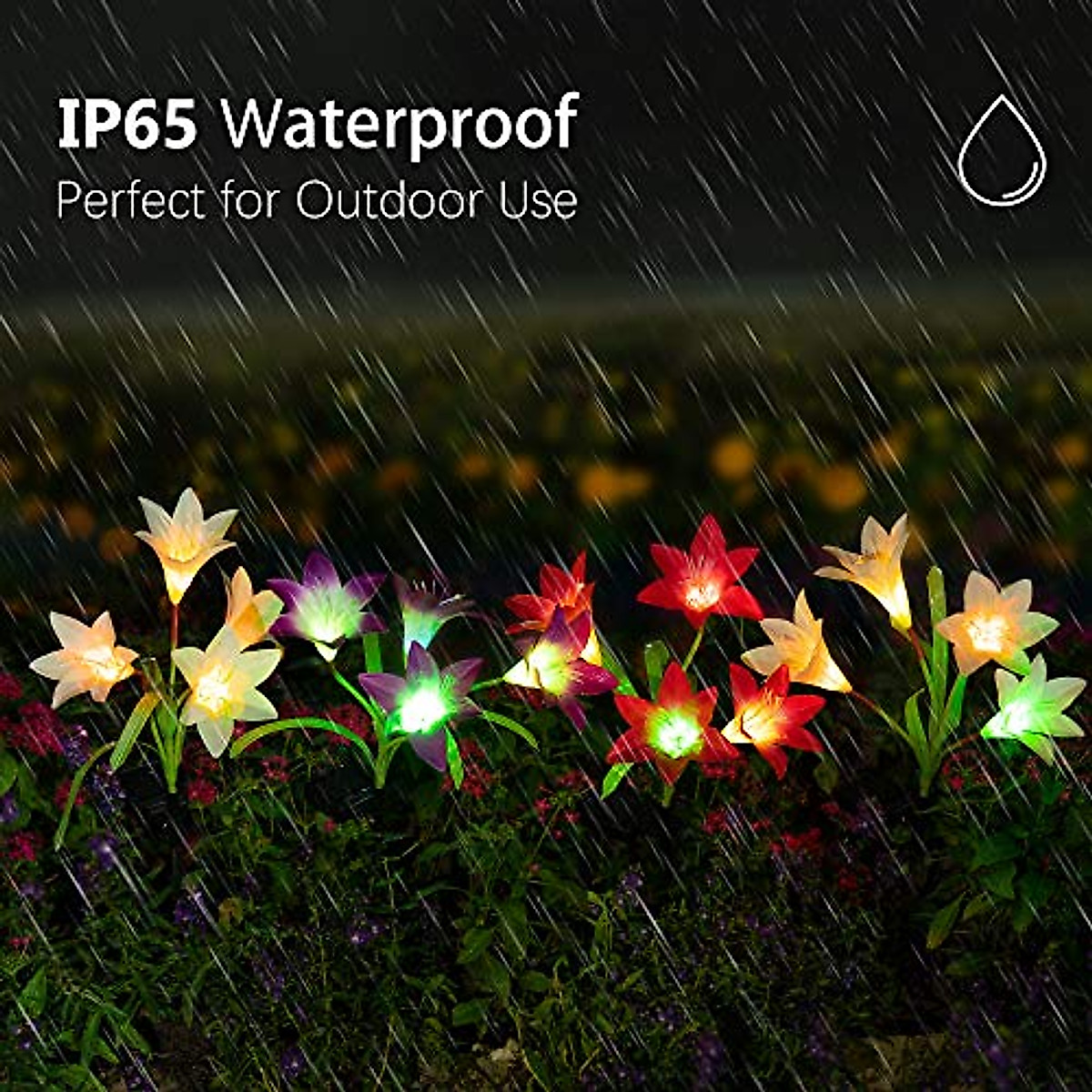 GIGALUMI Mother's Day Gifts, Solar Outdoor Flower Lights, 4 Pack Waterproof Solar Garden Light, Color-Changing Outdoor Light, Solar Lily Flower, Unique Gifts for Dear Mother from Daughter, Son