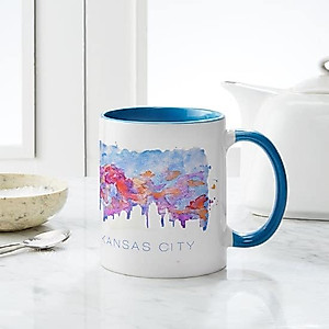 CafePress Kansas City Skyline Watercolor Mugs Ceramic Coffee Mug, Tea Cup 11 oz