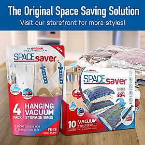 Spacesaver 6 Pack Vacuum Storage Bags for Travel and Home - Save 80% Space - Compression Vacuum Sealer Bags for Clothing, Comforters, and Bedding - With Hand Pump, 2 Each Medium, Large, Jumbo