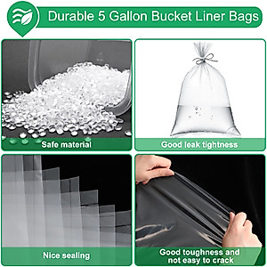 25 Pieces 5 Gallon Bucket Liner Bags Ice Bucket Liner Food Grade Bag Heavy Duty Leak Proof for Home Kitchen Marinating and Brining Food Storage (20 x 28 Inch)