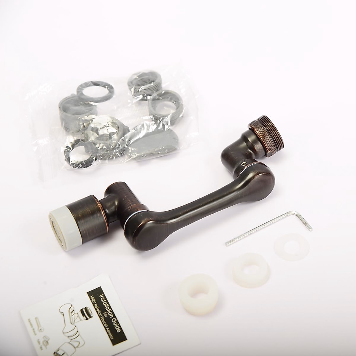 Techzm Faucet Extender 1080 Swivel Faucet Attachment Aerator Rotating Splash Filter Extension with Two Water Outlet Modes - Oil Rubbed Bronze