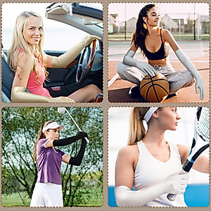 Tisancy 4 Pairs Women UV Long Sun Protection Gloves Breathable Driving Gloves Non Slip Full Finger Touchscreen Block Gloves for Summer Outdoor Sports Supplies