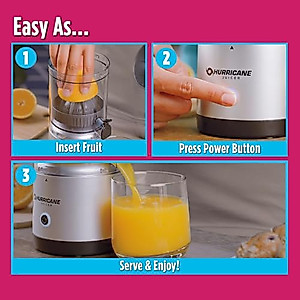 Hurricane Juicer, Powerful Cordless Juice Extractor Machine, Compact Design Fruit Juicer with Dishwasher-Safe Parts, Rechargeable 500 RPM Electric Juicer for Oranges, Berries & More