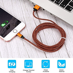 HDIIAOZ Phone Charger Founus Fast Charging Cable 6FT 3 Pack Nylon Braided High Speed Charging Cord Compatible with iPhone Xs X 8 8 Plus 7 7 Plus 6s 6s Plus 6 6 Plus iPad iPod Nano-(Blue,Orange,Green)