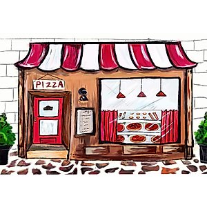 AOSTO 6.5x5ft Pizza Shop Photo Background Newborn Baby Shower Cake Table Decorations Banner Kids Birthday Party Photo Backdrop Studio Props W-3668