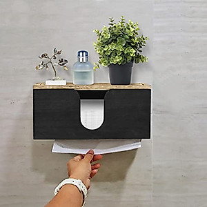 Solid Wood Paper Towel Dispenser Wall Mounted, Folded Paper Towel Holder with Lid, Commercial C-Fold, Z-Fold, Trifold Hand Paper Towel Holder Dispenser for Bathroom Kitchen Office