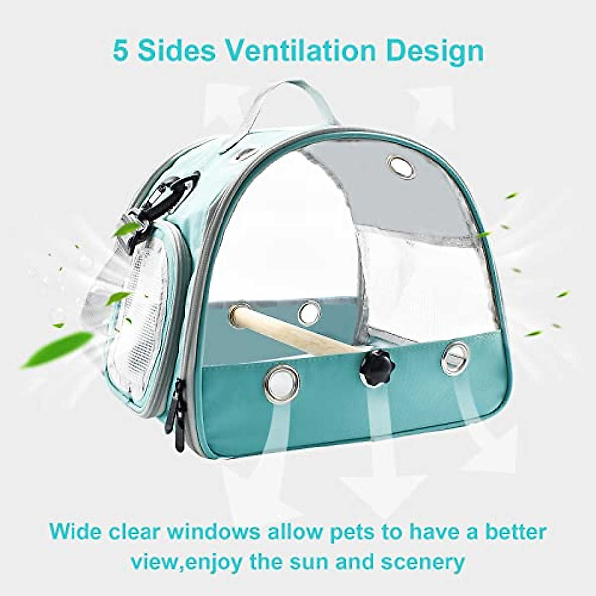 Bird Travel Carrier with Standing Perch,Lightweight Breathable Parrot Outgoing Bags, Small Pet Carrier Bag with Shoulder Strap,Bird Rat Guinea Pig Squirrel Carrier