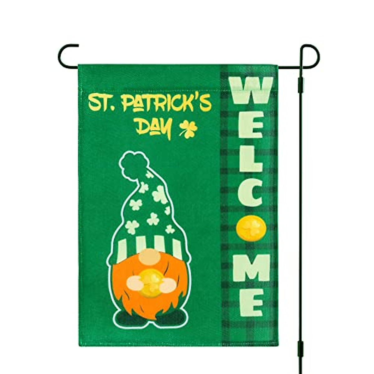 St Patricks Day Garden Flag, 13 x 18.5 Double Sided, Burlap Happy St Patricks Day House Flag, Mini St Patrick's Day Yard Flag Burlap Flag Outdoor Decoration