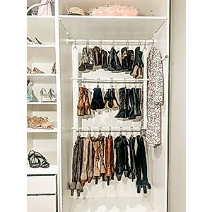 Deluxe 12-Pair Hanging Boot Storage - Double Decker Caddy Includes 12 Boot Hangers (Boot Organizer, Boot Hanger, Boot Storage System) (White System with 12 Boot Hangers)