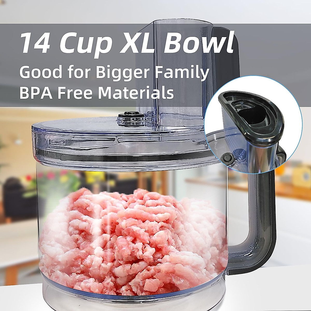 14 Cup Food Processor, Food Chopper Electric 84.5oz, Bpa Free, 600w Food Processor Blender Combo With 4 Blades For Slicing, Shredding, Meat Grinder, Doughing, Vegetable Chopper For Home