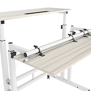 sogesfurniture Height Adjustable Sit Stand Workstation Mobile Standing Desk Home Office Desk with Standing and Seating,Maple BHUS-101-2MP