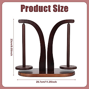 Yarn Holder for Knitting and Crocheting, 2 Spindle Wooden Yarn Spinner with Rotating Magnetic Axis Yarn Skein Stand Organizer and Anti Slip Pads Crochet Gift for Knitting Lovers (Dark Brown)