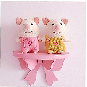 AMOYER 1pc Floating Shelves Wooden Wall Mounted Storage Rack Cute Bow Princess Bow Shelf Room Decoration Shelves for Kids Room Pink