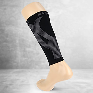 BLITZU Calf Brace for Women Men, Calf and Shin Supports and Pain Relief Black S-M