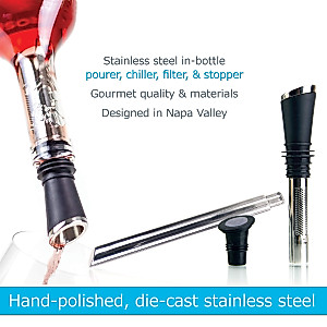 Soireehome Tempour Gourmet Aerator, Filter, Stopper, and Chiller for Wine and Liquor- Gift for Hosting, Perfect For Wine Tasting and Parties