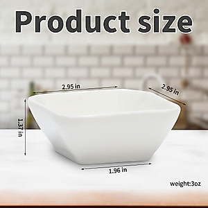 RFSLDUN 3 oz Ceramic Dip Mini Bowls, 6PCS Soy Sauce Dish, Square Mini Dip Bowls, Sauce Dish Bowls for Side Dish, BBQ, Soy, Ketchup, Sushi Sauce (Square-6 Pcs)