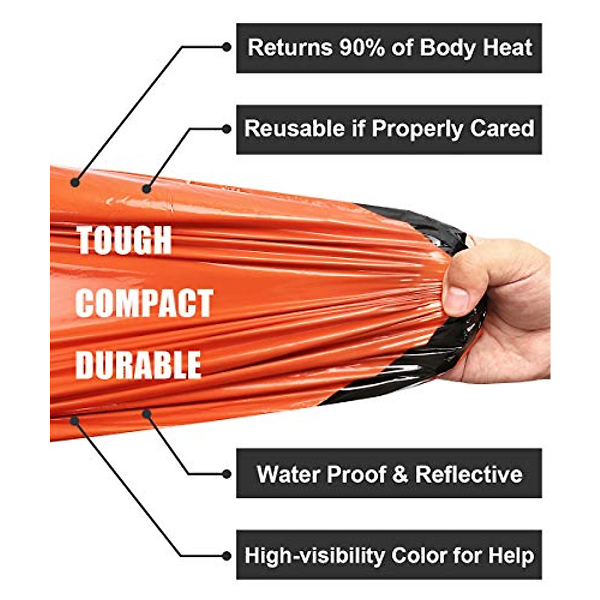Timok Emergency Sleeping Bags Thermal-Emergency-Blankets Ultralight Space Blankets Survival Waterproof Bivy Sack Multi-Purpose Survival Gear for Hiking, Camping, First Aid Kits, Outdoor Survival Gear