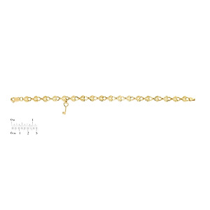 Floreo 10k Yellow Gold Textured Finish Heart Shape Lock and Key Link Charm Bracelet