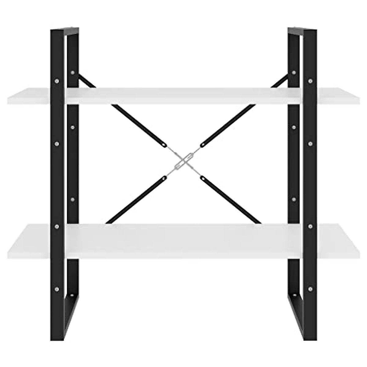 Homvdxl 2-Shelf Industrial Bookshelf, Open Storage Bookcase with Metal Frame & Support, Free Standing Display Shelves in Living Room/Home/Office - White, Wider