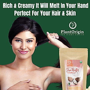 PLANTORIGIN Shea Butter 1 lb | Raw USDA Certified Organic | African Unrefined | Great for Hair, Skin, and your DIY Projects | Soap Making Base, Lip Balm, Stretch Mark Cream.