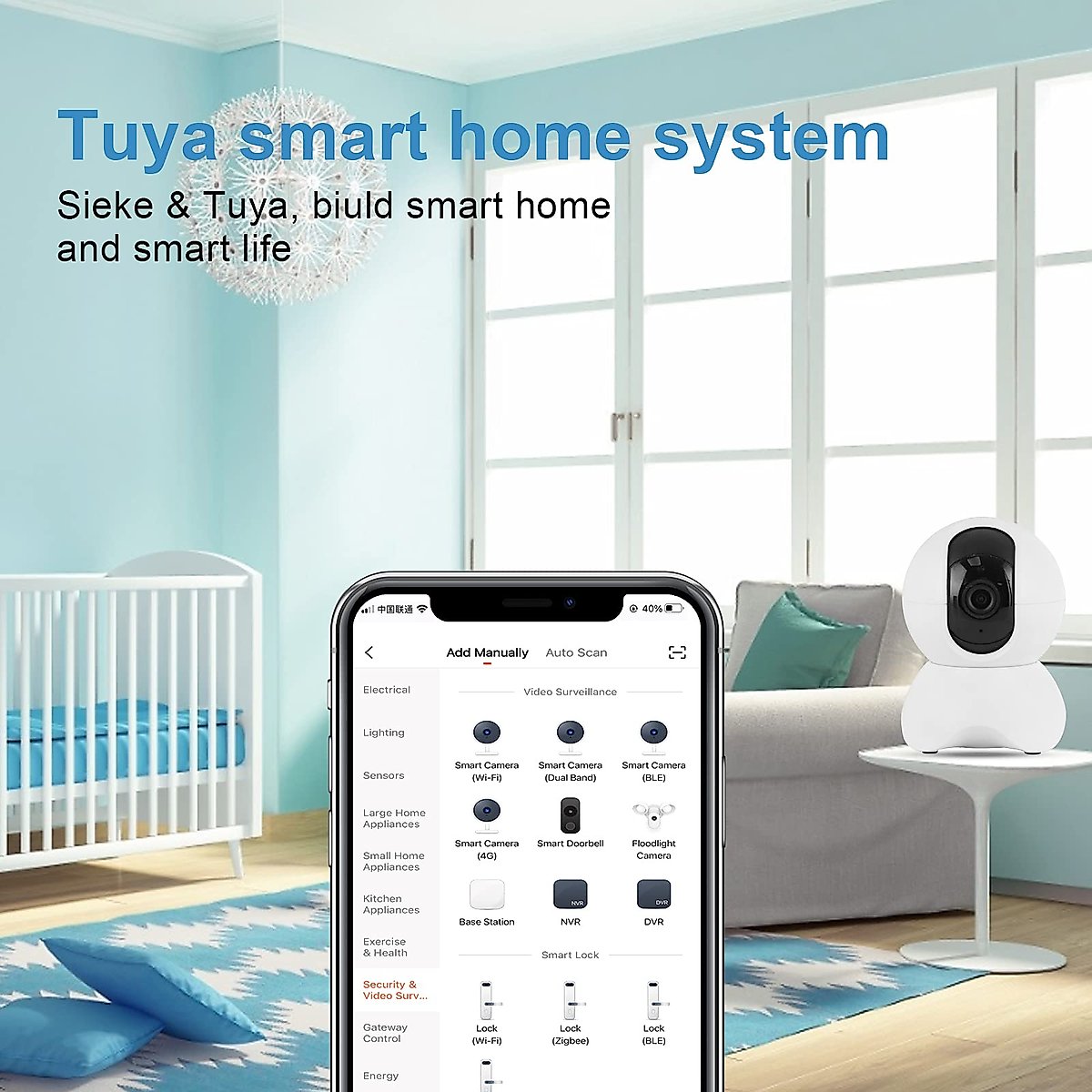 Sieke 1080P Smart Two-Way Audio Video Baby Monitor Camera Phone Access with Movement Sensor Night Version Infrared Camera Work with Amazon Alexa Echo and App for Baby, Pets, Elderly