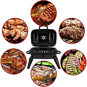CUSIMAX Charcoal BBQ Grill, Portable Small Grills and Smokers Folding Tabletop Grills, for Camping Patio Backyard and Anywhere Outdoor Cooking, 18-Inch, Black