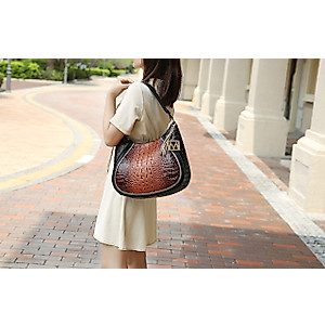 MKF Hobo Bag for Womens Fashion – PU Leather Shoulder Purse Tassel, M Charm – Top Handle Multi-pocket Handbag Black