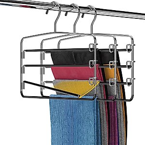 Lumigens Pants Hangers,Clothes Hangers,Hangers Space Saving,Multi Layer Stainless Steel Swing Arm Hangers,Apartment Essentials, Closet Organizers and Storage Jeans,Towels,Scarf,2Pcs