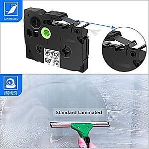 GREENCYCLE Compatible for Brother TZe-111 TZ111 TZ TZe 6mm 0.23 Inch Black on Clear Laminated Label Tape for Ptouch PT D210 H110 H100 D400 D600 1230PC 1280 1290 Label Maker, 1/4 in x 26.2 ft, 4 Pack