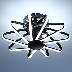 Veunsic Ceiling Fan with Light and Remote Control Modern LED 3 Light Color/Fan Speed, Time Setting, Low Profile Flush Mount Cage Shape Fandelier, 50cm/19.7Inch
