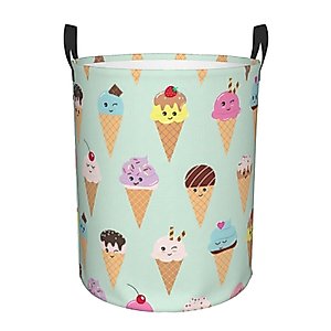 Ice Cream Cones Print Laundry Hamper, Storage Basket Toy Organizer Collapsible Waterproof For Bedroom Bathroom