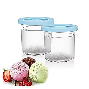 EVANEM 2/4/6PCS Creami Deluxe Pints, for Ninja Creami Deluxe Containers,16 OZ Ice Cream Storage Containers Reusable,Leaf-Proof for NC301 NC300 NC299AM Series Ice Cream Maker,Blue-6PCS