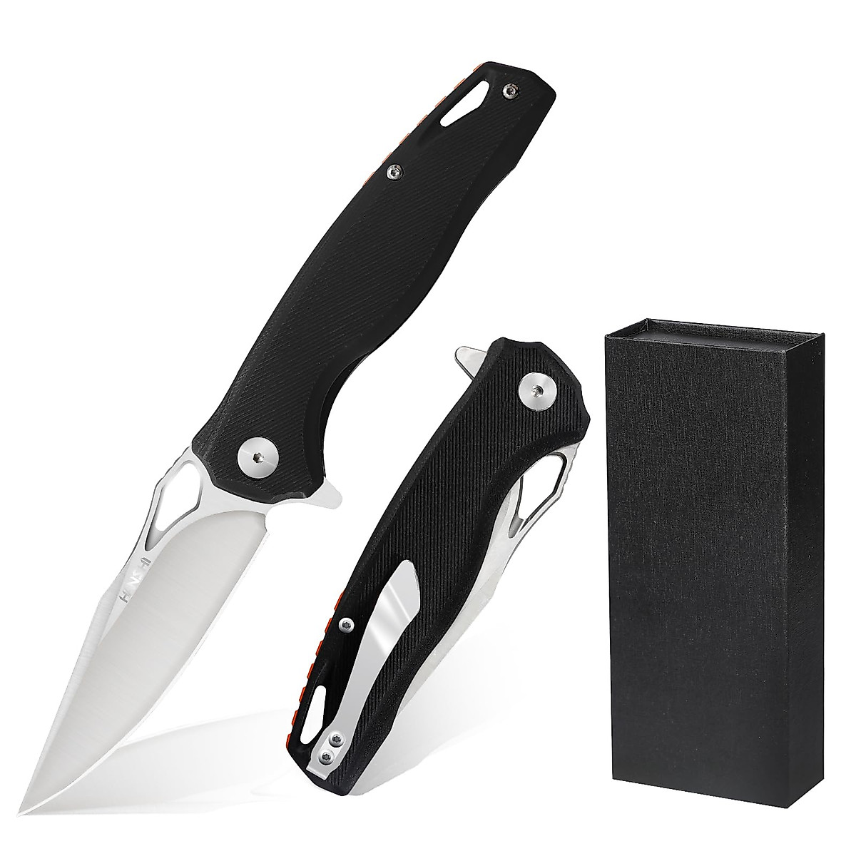 HANSHI Premium D2 Steel Blade G10 Handle Sharp Folding Pocket Knife with Clip for Men,Razor Tactical Knife Self Defense for Survival Hunting Camping Hiking Outdoor Gift,Foldable EDC Knife with Liner Lock for Women (black)