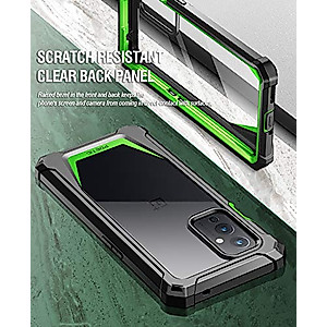 Poetic Guardian Series Case Designed for Oneplus 9 5G, Full-Body Hybrid Shockproof Bumper Cover with Built-in-Screen Protector, Green/Clear