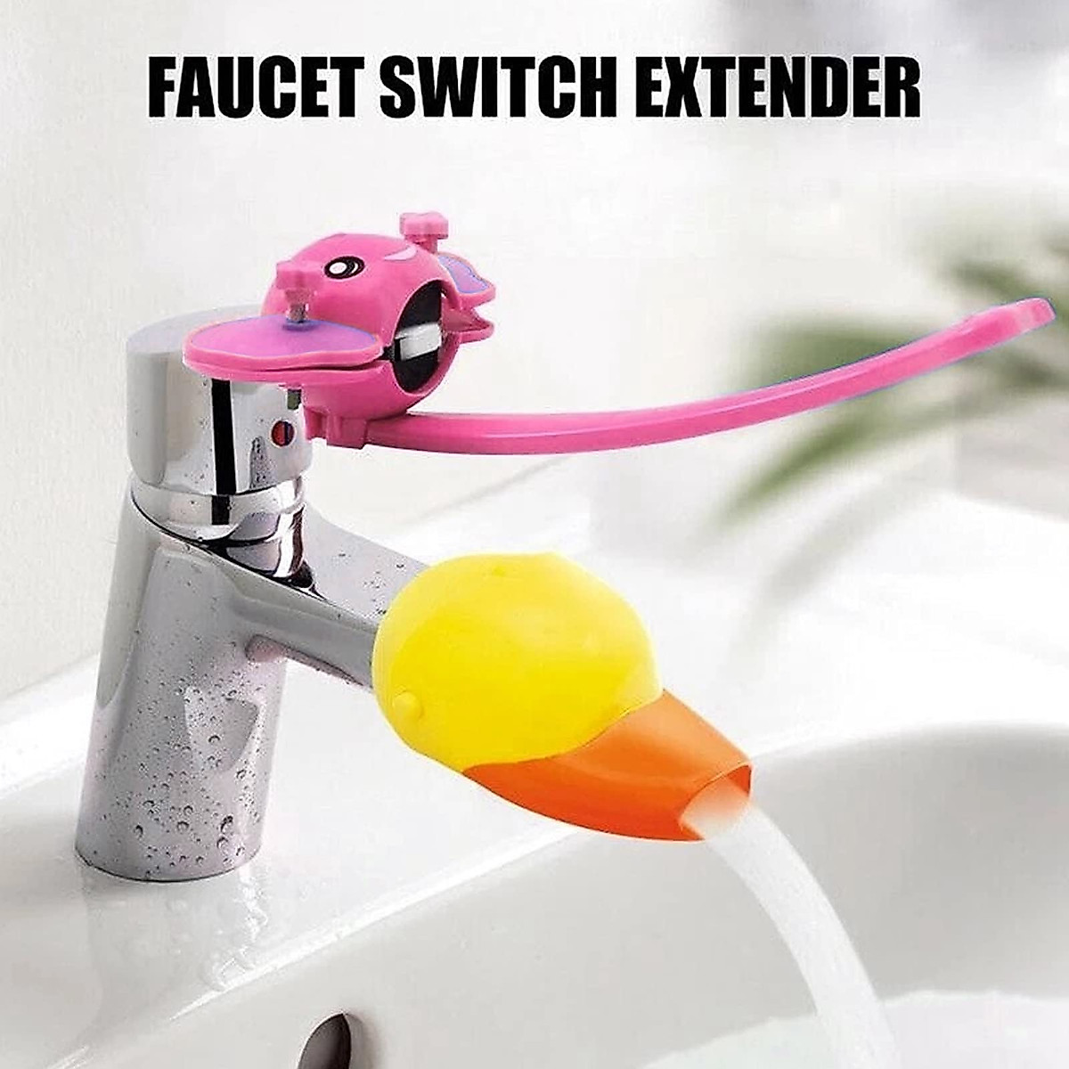 Faucet Extender Sink Handle Extender Pp Faucet Extension Attachment Faucet Extender for Kids Cute Cartoon Shape Bathroom Fixtures for Toddlers Kids Babies()