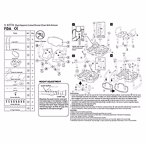 MedGear A-0273A DURA Hygienic Cutout Shower Chair with Back and Arm Rests Including Free Clip-on Shower Head Holder