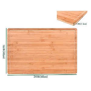 XXXL Extra Large Bamboo Cutting Board 24x16 Inches Largest Stove Top Wood Carving Board for Turkey BBQ Meat Vegetable with Juice Groove Over Sink