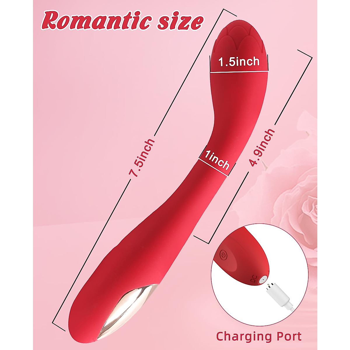 Alovegarden Clitoral G-Spot Powerful Rose Vibrator, Waterproof Dildo Clit Stimulator with 10 Vibration Modes, Softer and Flexible Sex Toy for Women, Clitoral Vibrator (Red)
