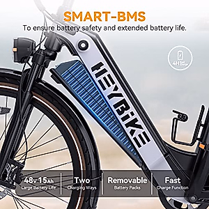Heybike Cityrun Electric Bike, 500W City Cruiser Ebike, 48V 15Ah Removable Battery, Step-Thru Electric Bicycle with APP Control, Shimano 7-Speed, Commuter Electric Bike for Adults