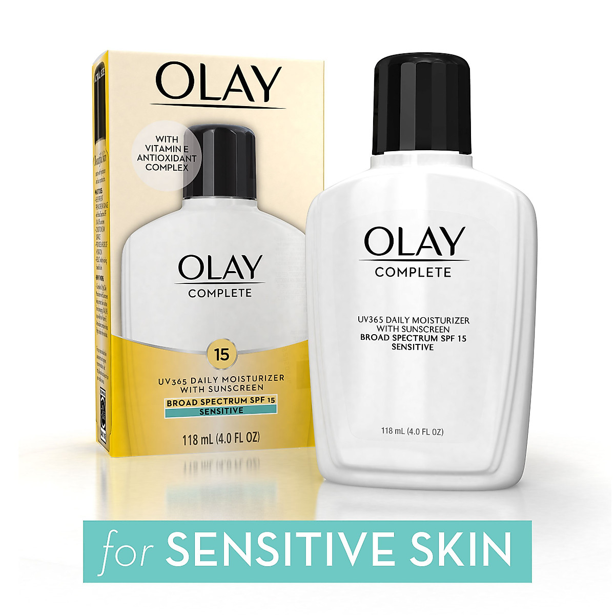 Face Moisturizer by Olay, Complete All Day Moisturizer With Sunscreen Broad Spectrum SPF 15 - Sensitive, 4 fl. Oz, 1 unit