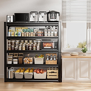 JLMY 5-Tier Kitchen Shelving, 2500 LBS Weight Capacity, 72" H x 36" W x 16" D Heavy Duty Shelving, Adjustable Height Metal Storage Rack for Food Storage in Kitchen and Pantry