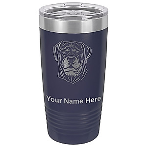 LaserGram 20oz Vacuum Insulated Tumbler Mug, Rottweiler, Personalized Engraving Included (Navy Blue)