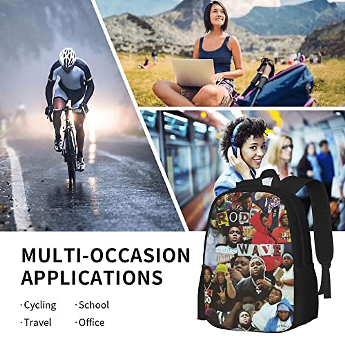 Rod Wave Backpack Student Bookbag Laptop Daypack For School Men Women Casual Travel