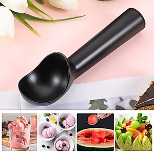 Pimoys 2.5oz Large Ice Cream Scoop 7 inches Nonstick Anti-Freeze Metal Ice Cream Scooper Professional Aluminum Icecream Scoop Spoon, Black