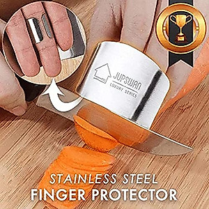 Jupswan Stainless Steel Knife Cutting Protector Kitchen Tool Chef Knife Finger Guard for Food Chopping Cutting Avoid Hurting (4-Pack)