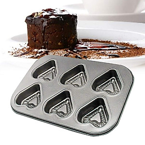 Luxshiny 6 Hole Metal Mini Cake Pan Muffin Baking Tray Pastry Heart Baking Tray Wedding Valentines Day Romantic Cupcake Tray