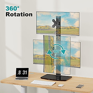MOUNT PRO Vertical Dual Monitor Stand for 2 Computer Screen up to 32 Inch, Stacked Monitor Mount, Free-Standing Monitor Desk Stand with Swivel, Tilt, Height Adjustable, VESA Stand 100 x 100