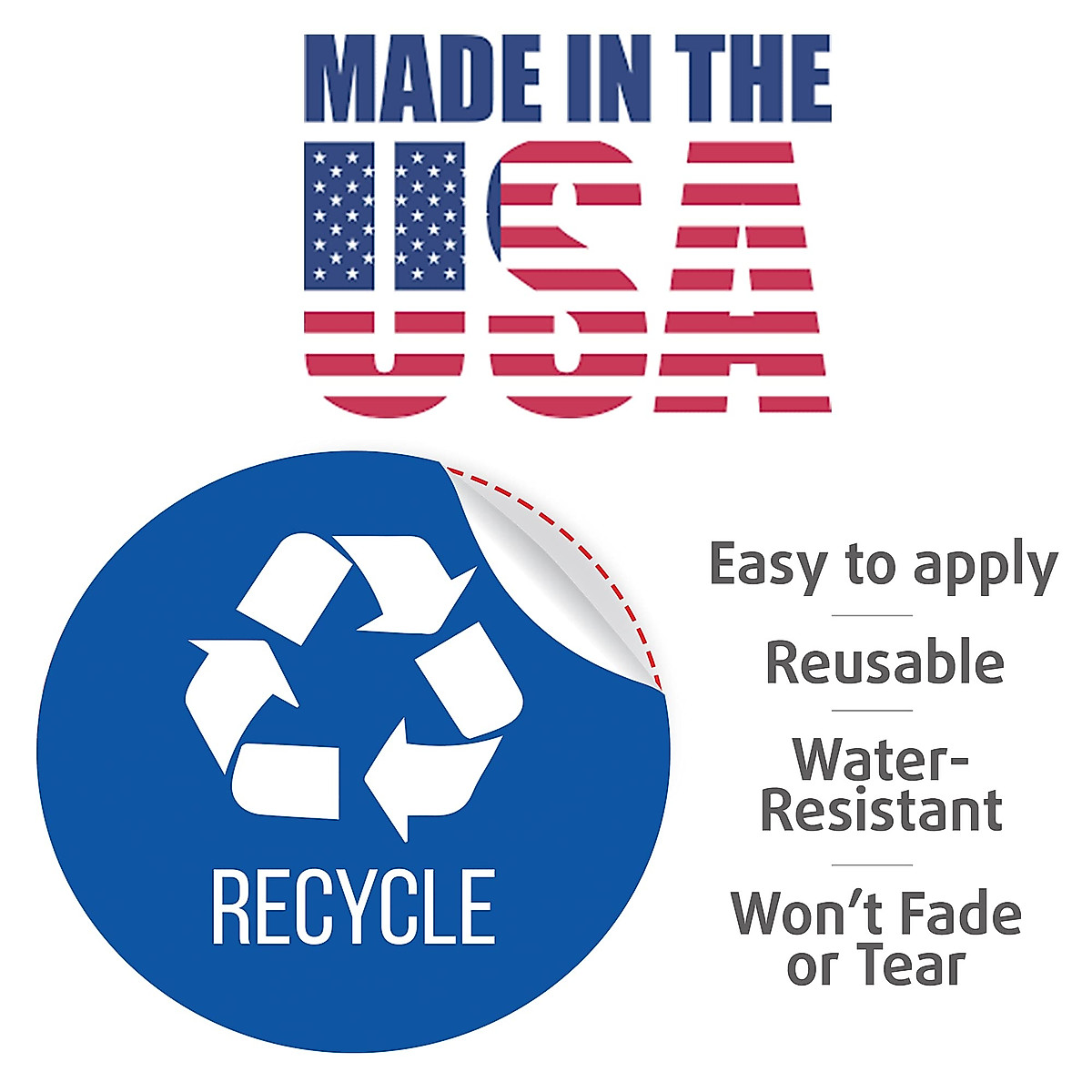 iTouchless Trash Stickers Premium Vinyl Decals for Trash Can; 3" Round Waterproof, Reusable (Set of 3); Indoor/Outdoor