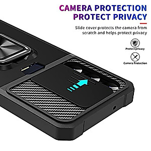 Zotita for Samsung Galaxy S23 Plus Phone case Protector, Including TPU+PC Metal Ring, Precise Hole Alignment, Plug-in Card, Lens Protector, Four Corners Perfectly Protect Your Mobile Phone Black