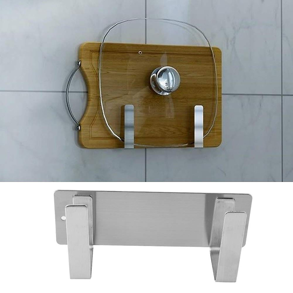 Jerliflyer Stainless Steel Pot Lid Holder, Wall Mounted Pot Cover Rack Storage Rack Chopping Board Punch Free Multi Functional Kitchen Rack